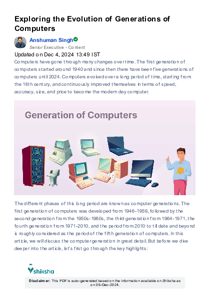 (PDF) Exploring the Evolution of Generations of Computers
