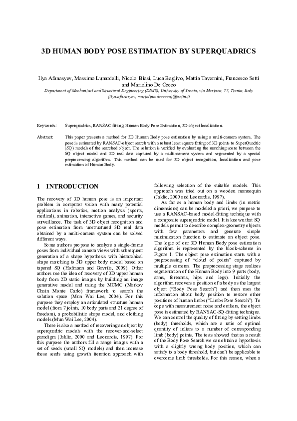 (PDF) 3D Human Body Pose Estimation by Superquadrics