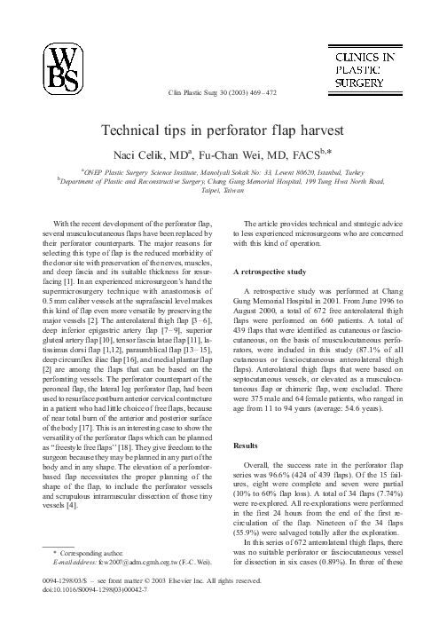 (PDF) Technical tips in perforator flap harvest