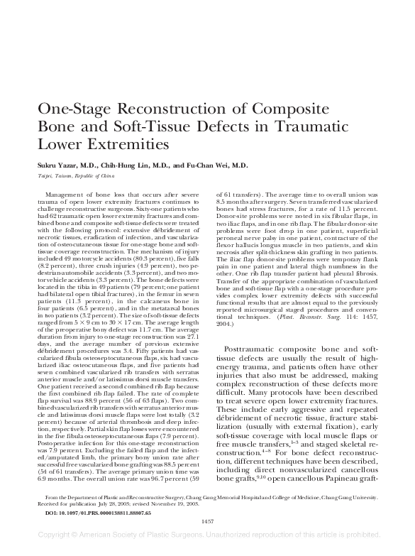 (PDF) One-Stage Reconstruction of Composite Bone and Soft-Tissue ...