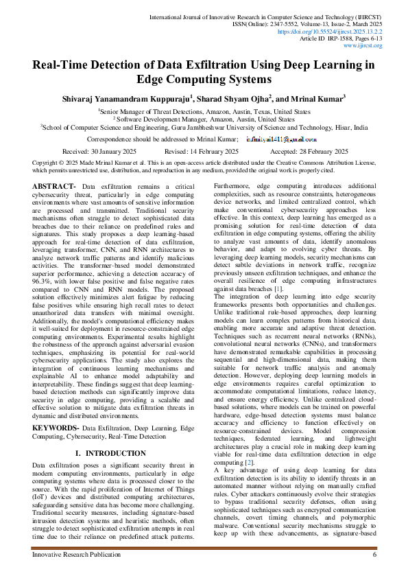 (PDF) Real Time Detection of Data Exfiltration Using Deep Learning in ...