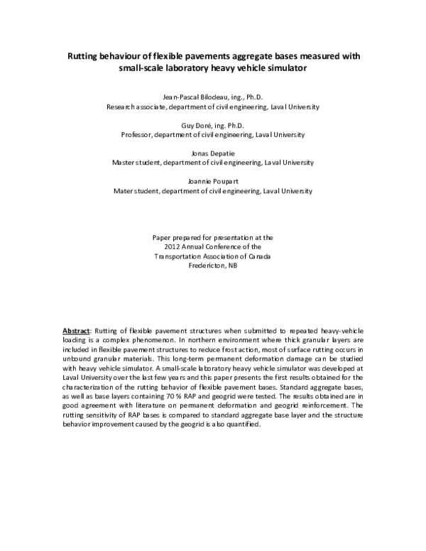 Pdf Rutting Behaviour Of Flexible Pavements Aggregate Bases Measured With Small Scale