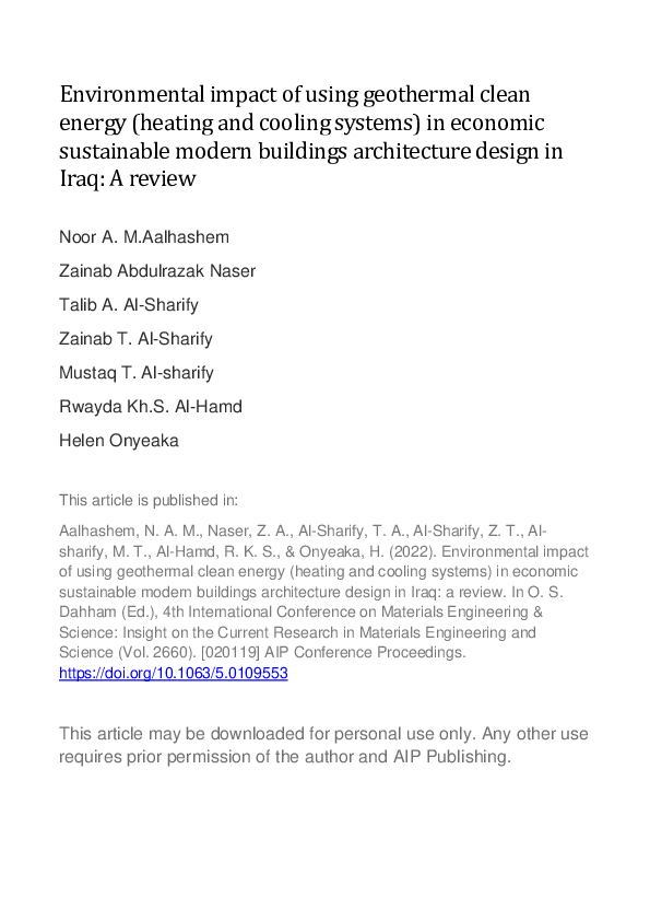 (PDF) Environmental impact of using geothermal clean energy (heating ...