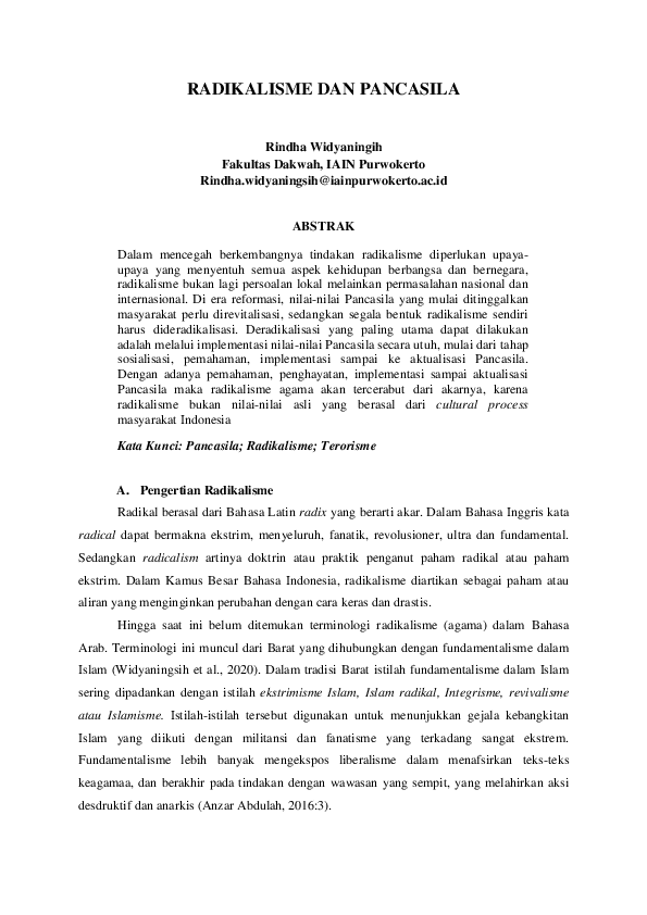 (PDF) Radikalisme dan Pancasila