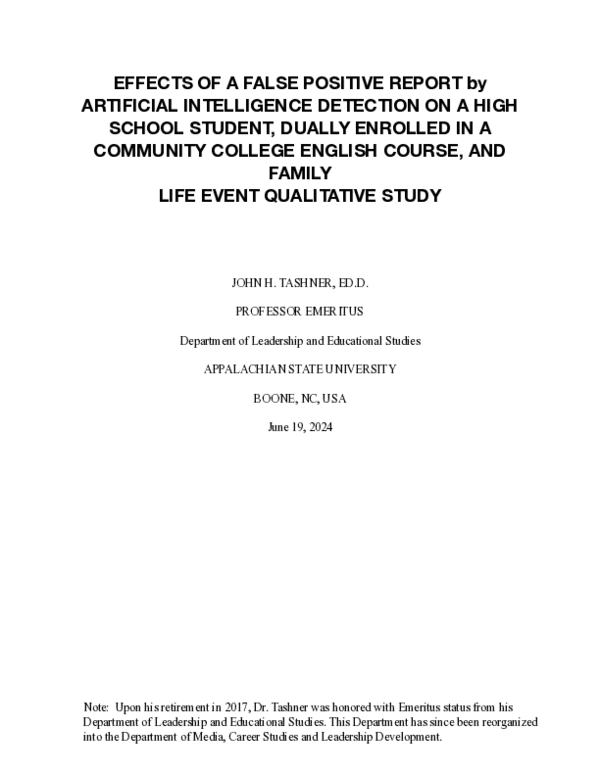 (PDF) EFFECTS OF A FALSE POSITIVE REPORT by ARTIFICIAL INTELLIGENCE ...