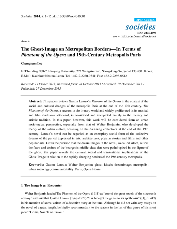 (PDF) The Ghost-Image on Metropolitan Borders—In Terms of Phantom of the Opera and 19th-Century ...