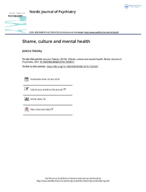 (PDF) Shame, culture and mental health