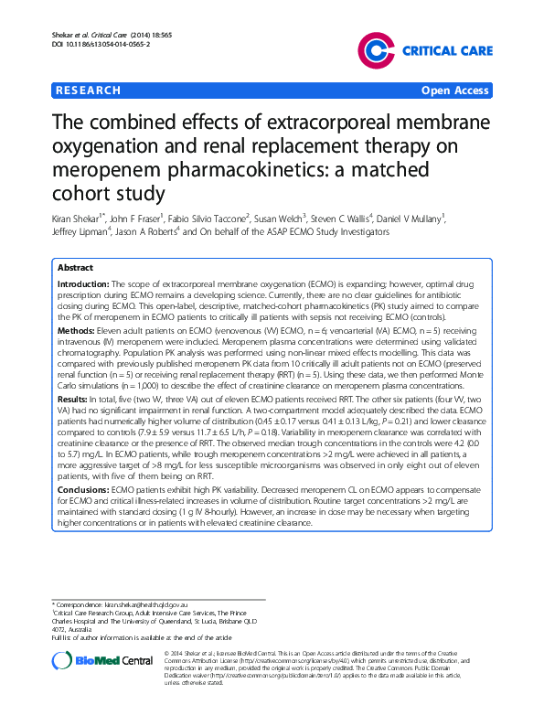 (PDF) The combined effects of extracorporeal membrane oxygenation and ...