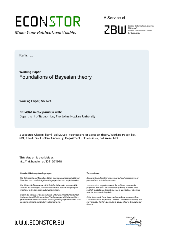 (PDF) Foundations of Bayesian theory