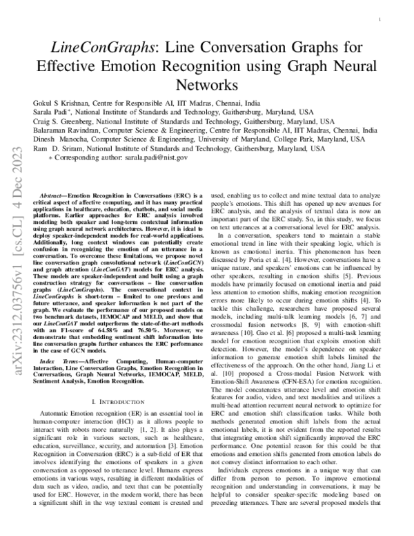 (PDF) LineConGraphs: Line Conversation Graphs for Effective Emotion ...