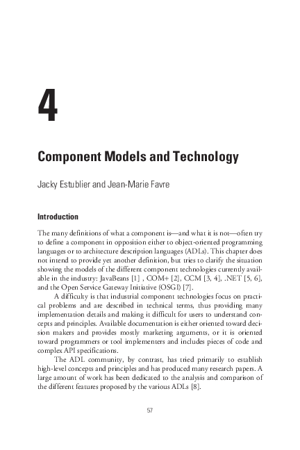 (PDF) Component Models and Technology