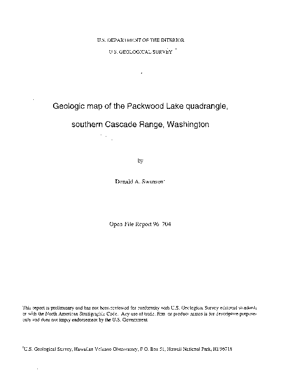 (PDF) Geologic map of the Packwood Lake Quadrangle, southern Cascade ...