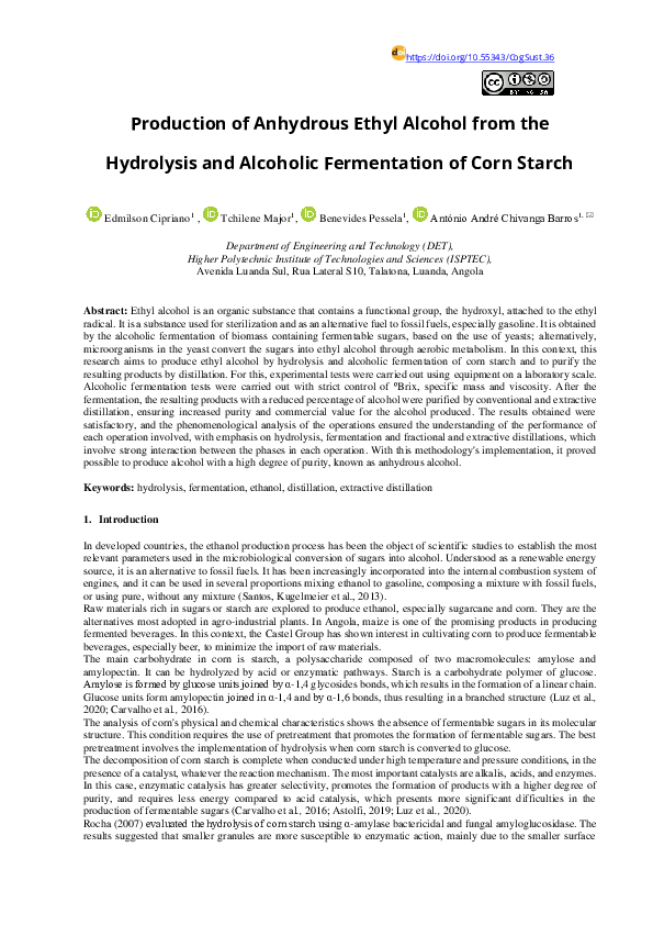 (PDF) Production of Anhydrous Ethyl Alcohol from the Hydrolysis and ...