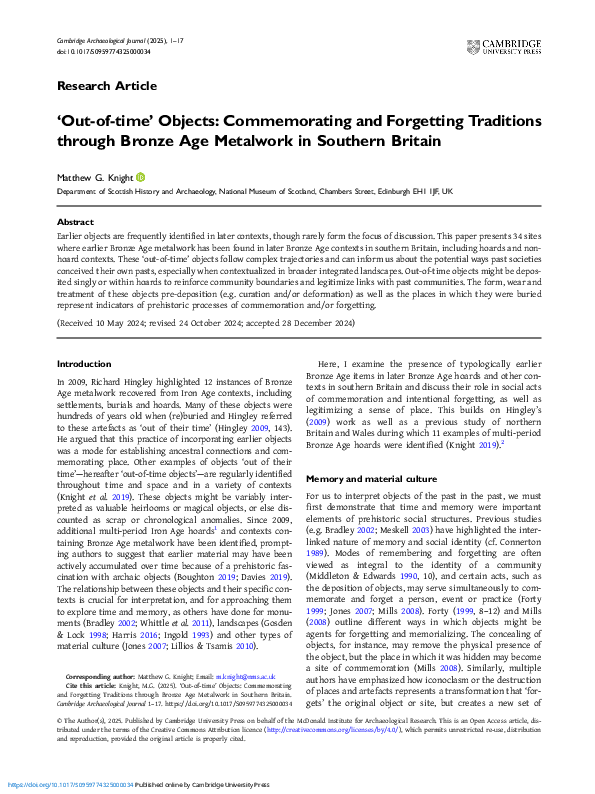 (PDF) 'Out-of-time' Objects: Commemorating and Forgetting Traditions ...