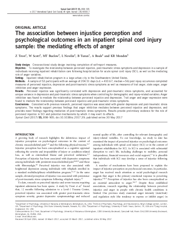 (PDF) The association between injustice perception and psychological ...