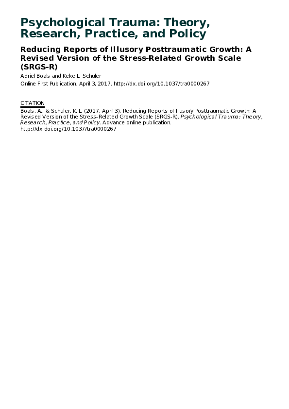 (PDF) Reducing reports of illusory posttraumatic growth: A revised ...