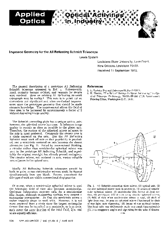 (PDF) Improved Geometry for the All Reflecting Schmidt Telescope