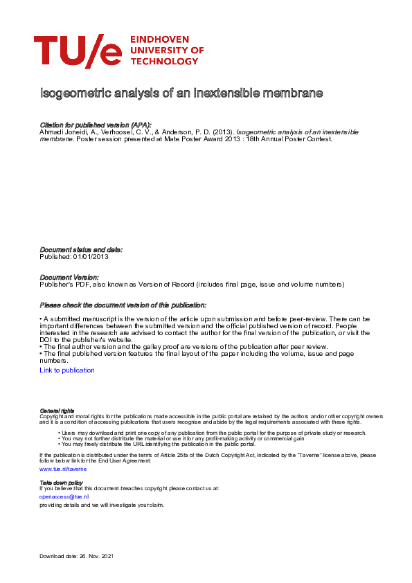(PDF) Isogeometric analysis of an inextensible membrane