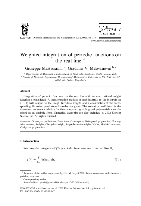 (PDF) Weighted integration of periodic functions on the real line
