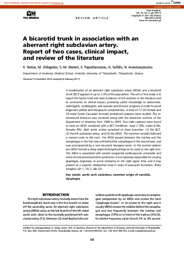 (PDF) A bicarotid trunk in association with an aberrant right ...