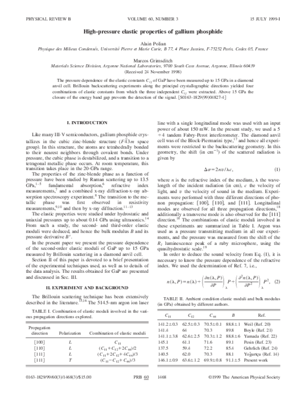(PDF) High-pressure elastic properties of gallium phosphide