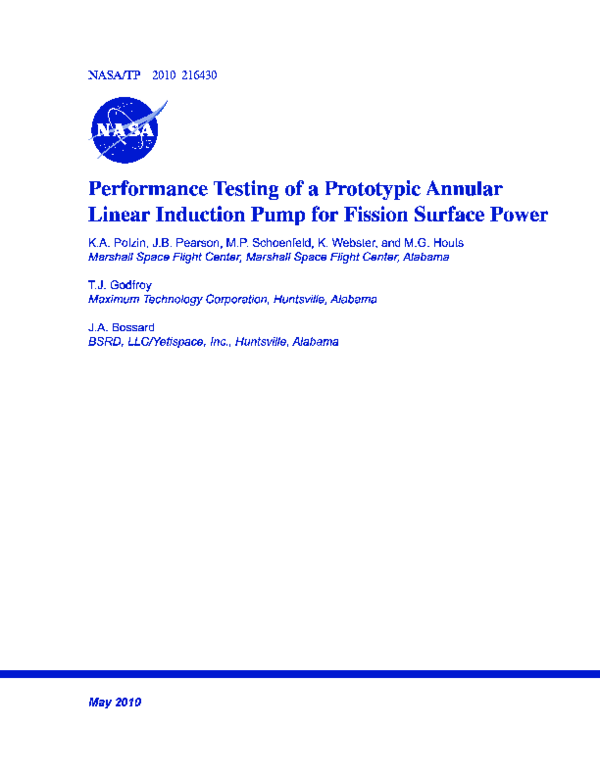 (PDF) Performance Testing of a Prototypic Annular Linear Induction Pump ...