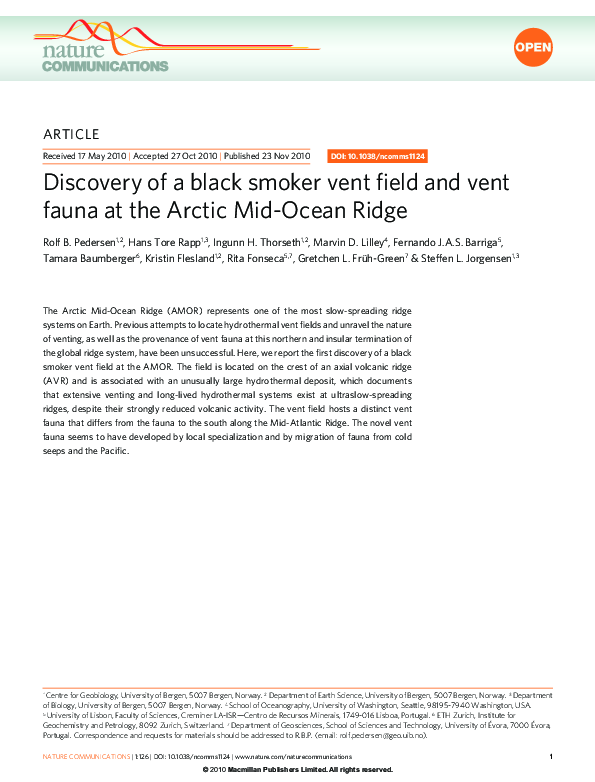 (PDF) Discovery of a black smoker vent field and vent fauna at the ...