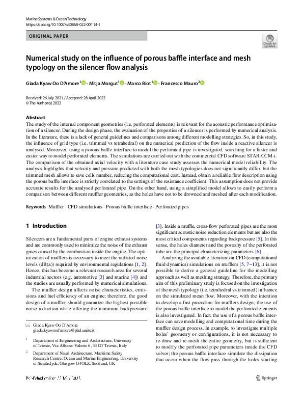 (PDF) Numerical study on the influence of porous baffle interface and ...
