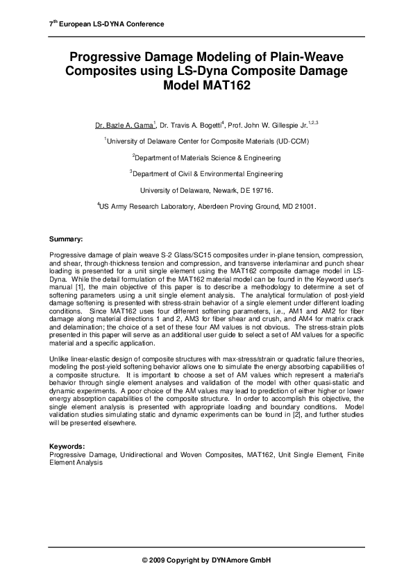 (PDF) Progressive Damage Modeling of Plain-Weave Composites using LS ...