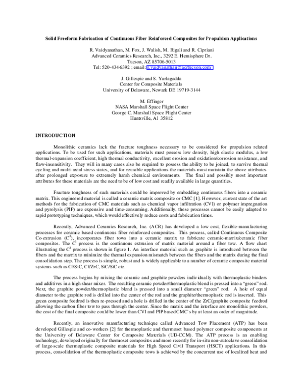 (PDF) Solid Freeform Fabrication of Continuous Fiber Reinforced ...