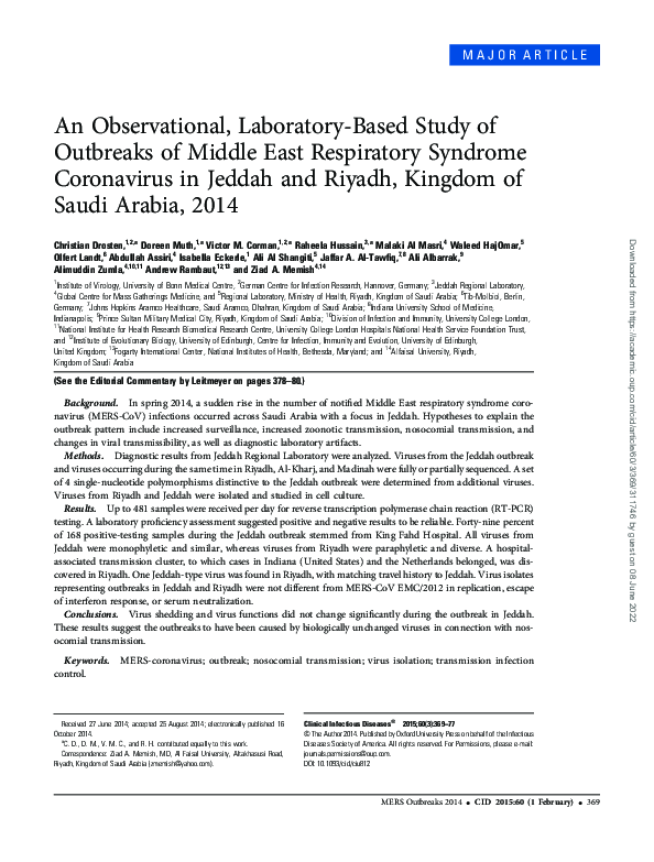 (PDF) An Observational, Laboratory-Based Study of Outbreaks of Middle ...