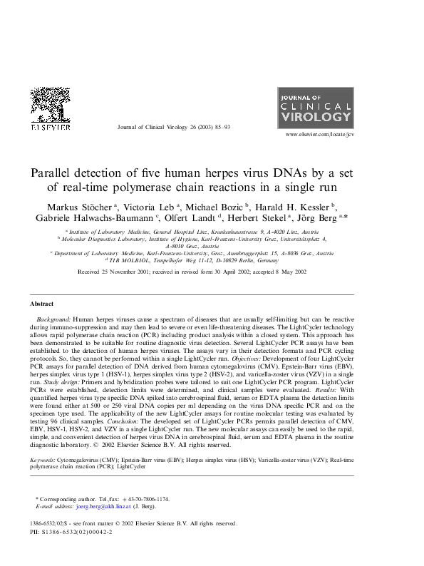 (PDF) Parallel detection of five human herpes virus DNAs by a set of ...