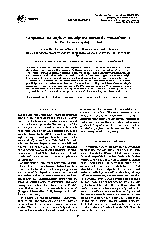 (PDF) Composition and origin of the aliphatic extractable hydrocarbons ...