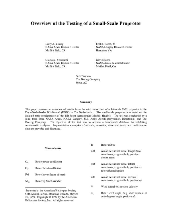 (PDF) Overview of the Testing of a Small-Scale Proprotor