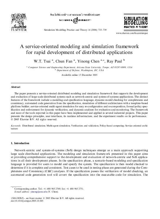 Pdf A Service Oriented Modeling And Simulation Framework For Rapid Development Of Distributed