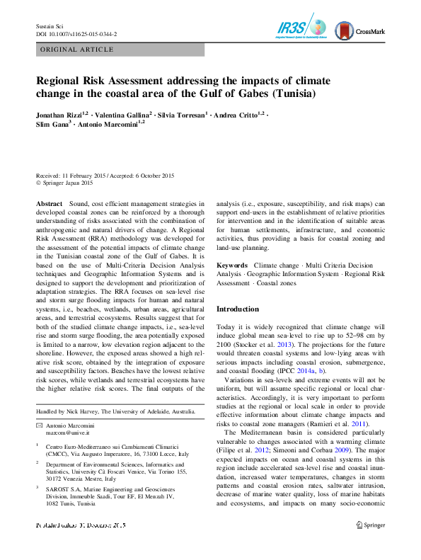 (PDF) Regional Risk Assessment addressing the impacts of climate change in the coastal area of ...
