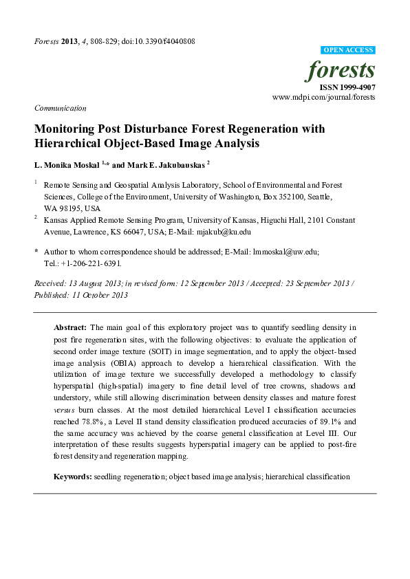 Monitoring Post Disturbance Forest Regeneration with Hierarchical ...