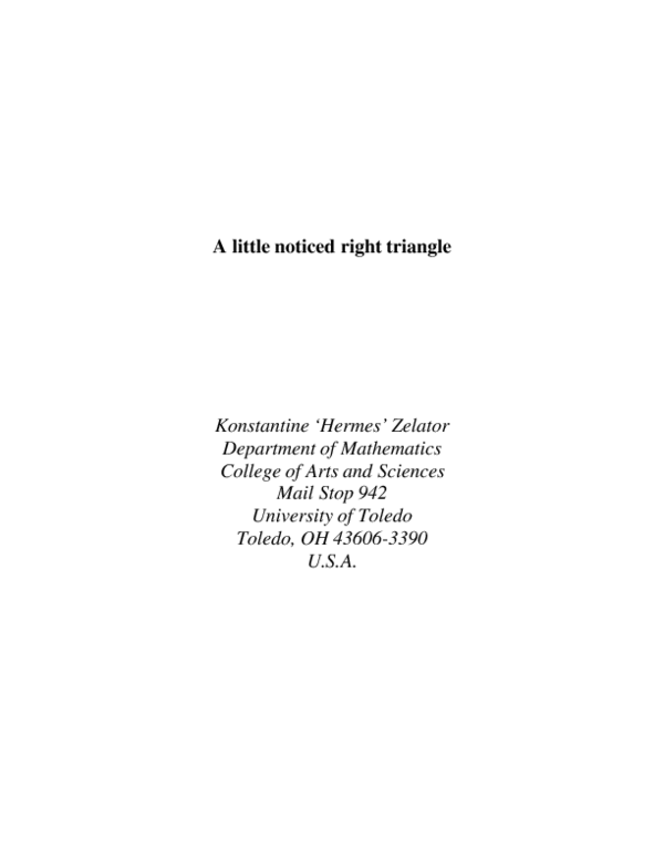 (PDF) A little noticed right triangle