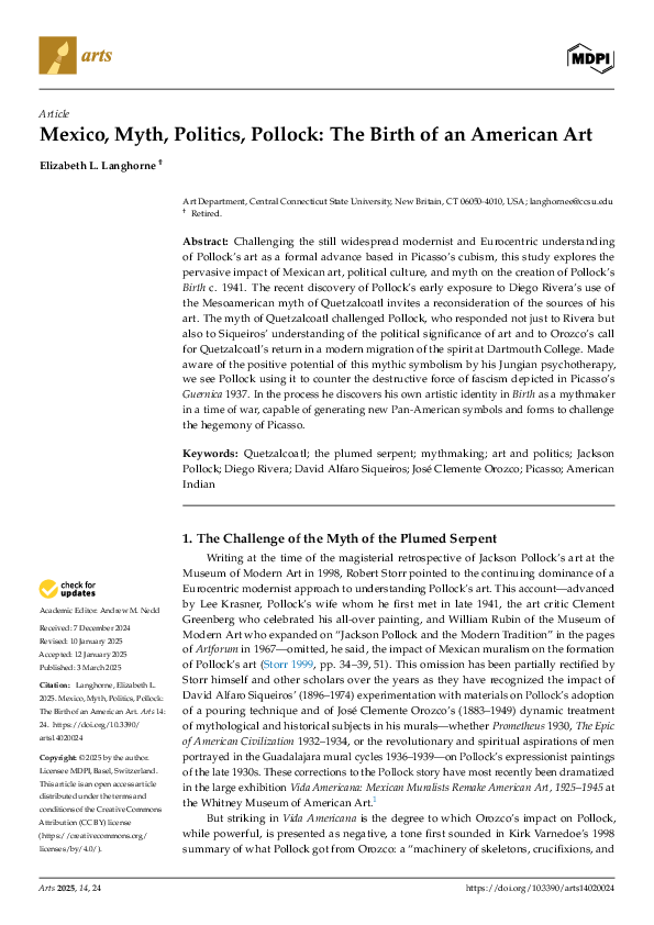 (PDF) Mexico, Myth, Politics, Pollock: The Birth of an American Art