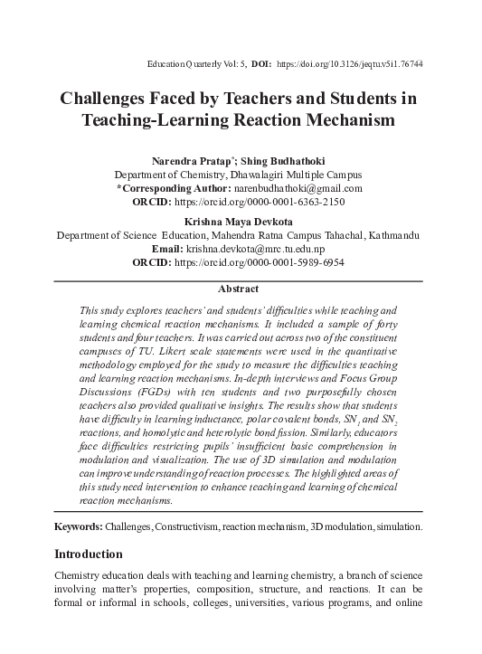 (PDF) Challenges Faced by Teachers and Students in Teaching-Learning ...