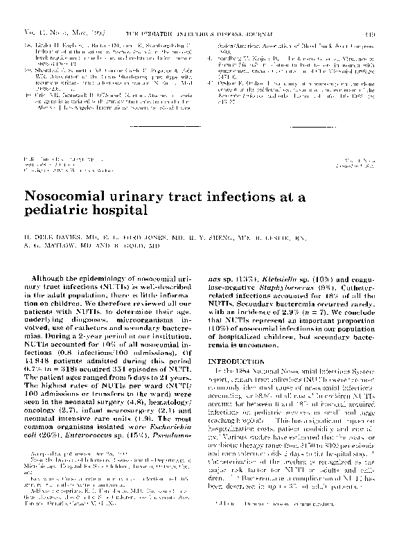 (PDF) Nosocomial urinary tract infections at a pediatric hospital