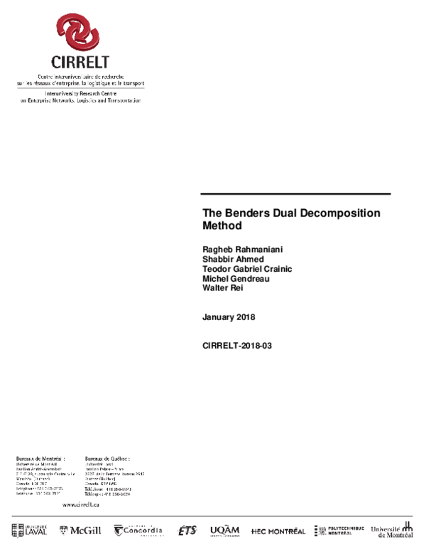 Pdf The Benders Dual Decomposition Method