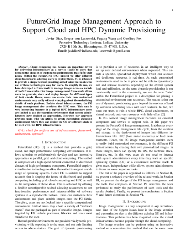 (PDF) FutureGrid Image Management Approach to Support Cloud and HPC Dynamic Provisioning