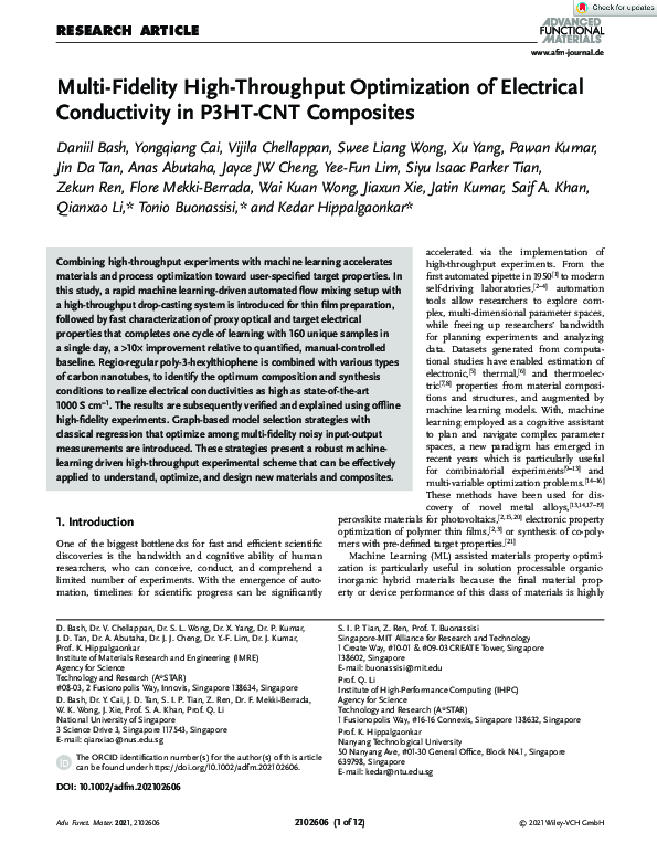 (PDF) Multi‐Fidelity High‐Throughput Optimization of Electrical ...