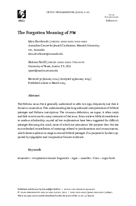 (PDF) The Forgotten Meaning of אוֹת