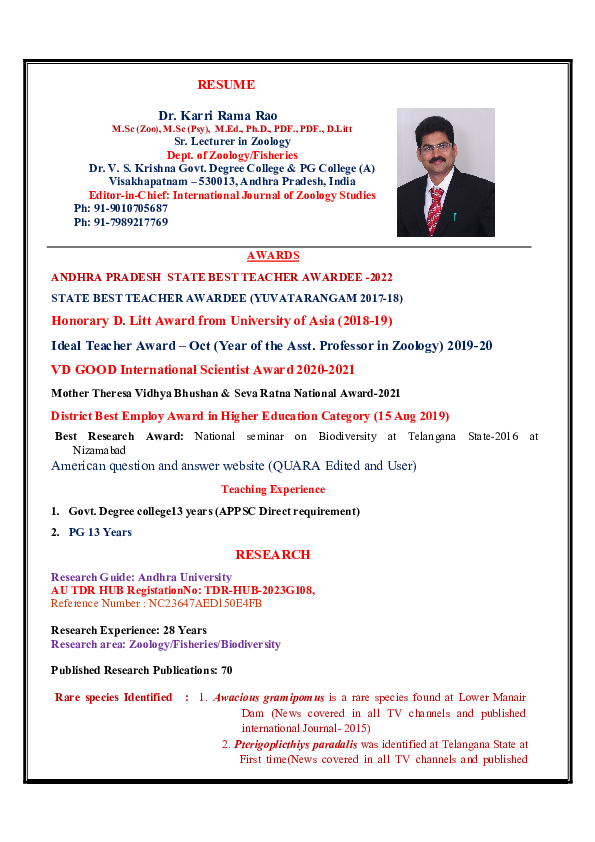 (PDF) Dr. Karri Rama Rao Biodata