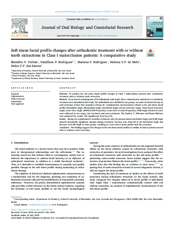(PDF) Soft tissue facial profile changes after orthodontic treatment ...