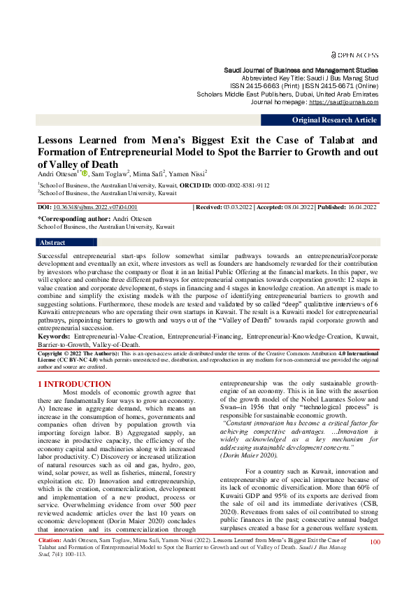 (PDF) Lessons Learned from Mena’s Biggest Exit the Case of Talabat and ...