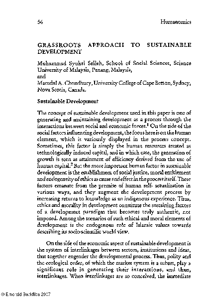 (PDF) Grassroots Approach to Sustainable Development