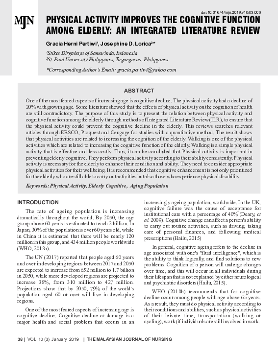 (PDF) Physical Activity Improves the Cognitive Function Among Elderly ...